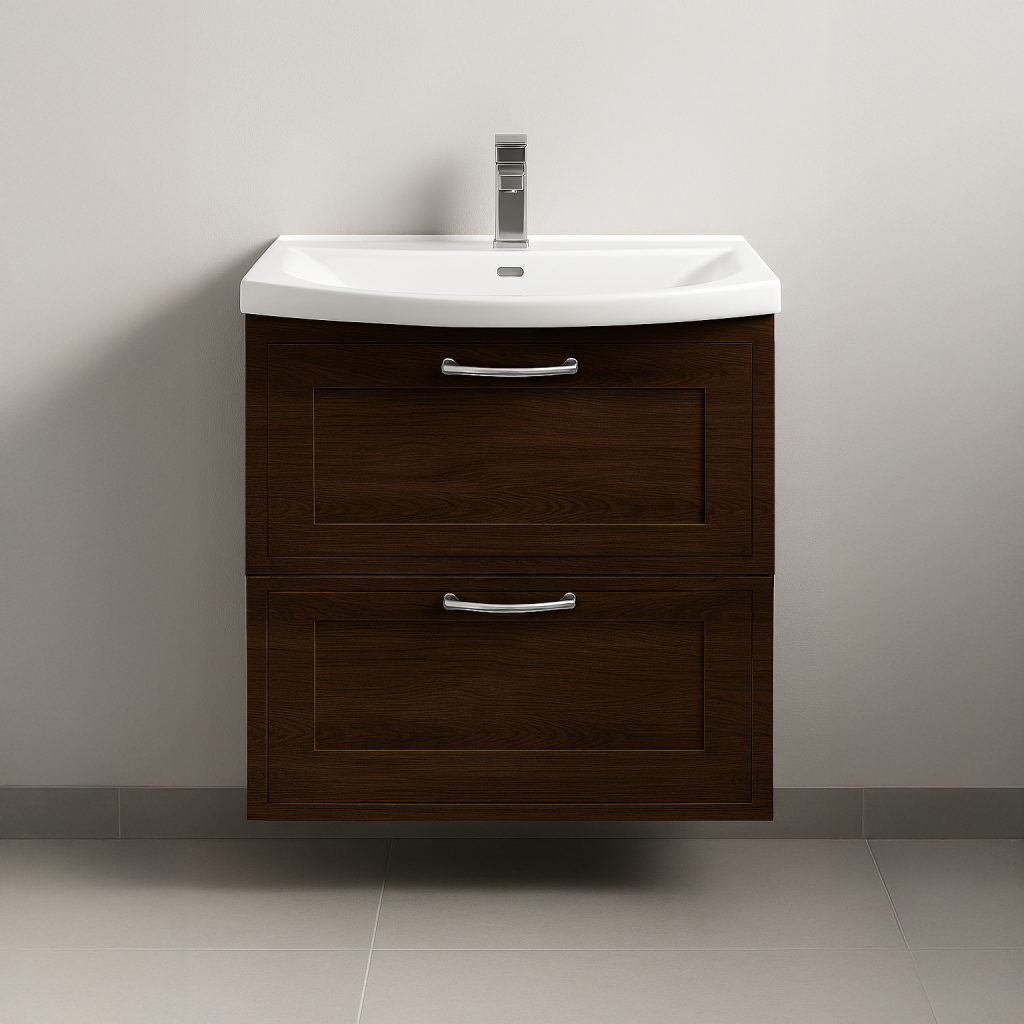 Bathroom 2 Drawer Wall Hung Curve Basin Unit - Wickham - Paramount ...